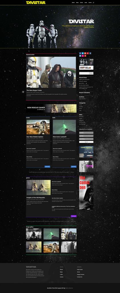 Get Your Free Star Wars Rogue One Inspired Divi Layout Pack - DiviStar