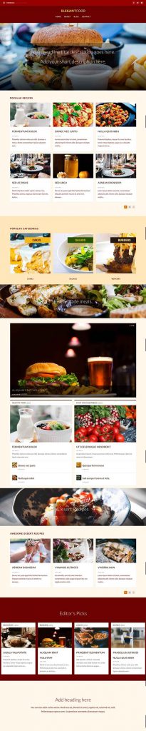 Elegant Food: A Free Food Blog Homepage Category Layout for Extra