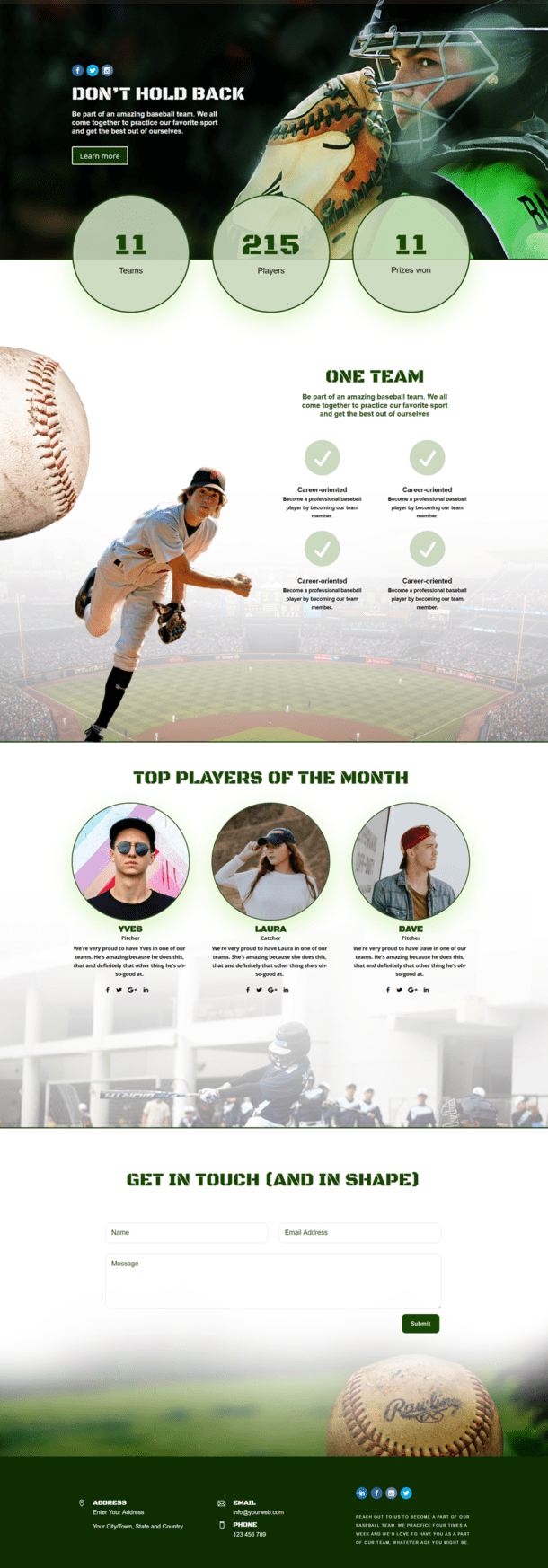 Download Your Free Baseball Homepage Layout