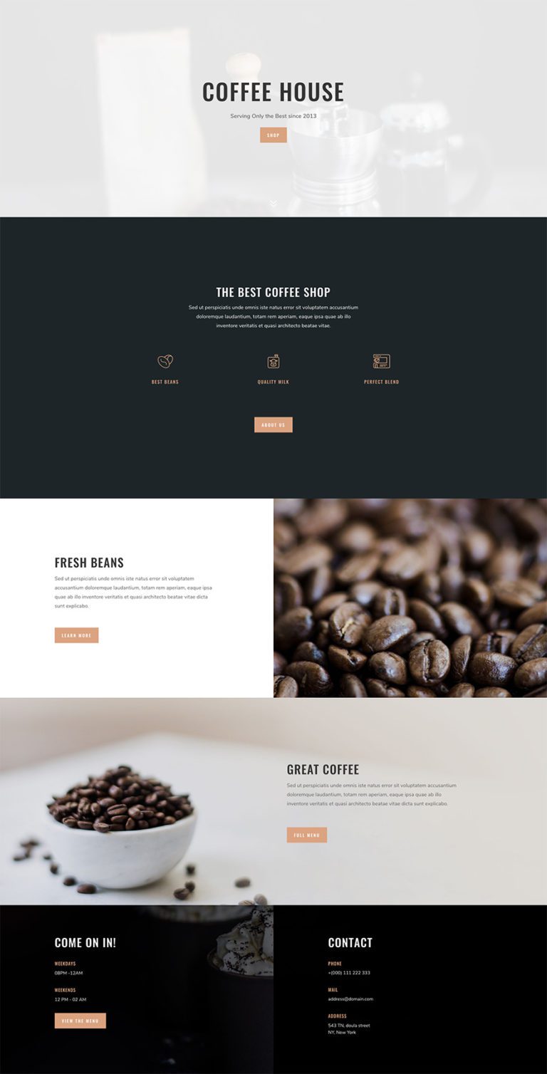 Download a Tasty & Free Coffee Shop Layout Pack for Divi