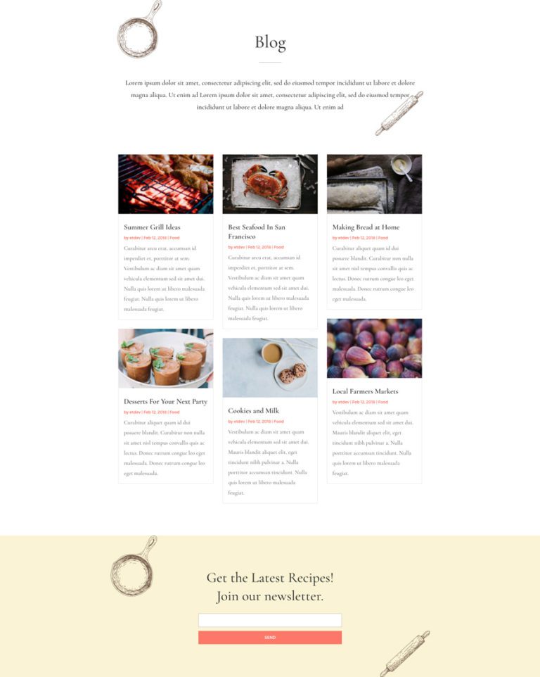 Get a Tasteful FREE Food Recipes Layout Pack for Divi