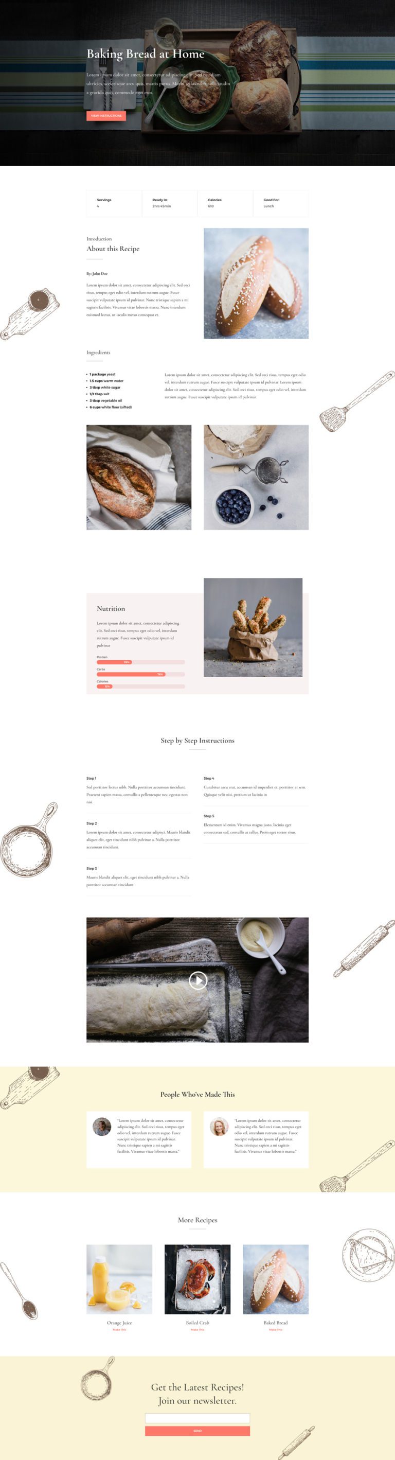 Get a Tasteful FREE Food Recipes Layout Pack for Divi
