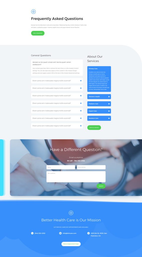 Get a Free & Clean Doctor's Office Layout Pack for Divi