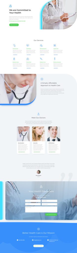 Get a Free & Clean Doctor's Office Layout Pack for Divi