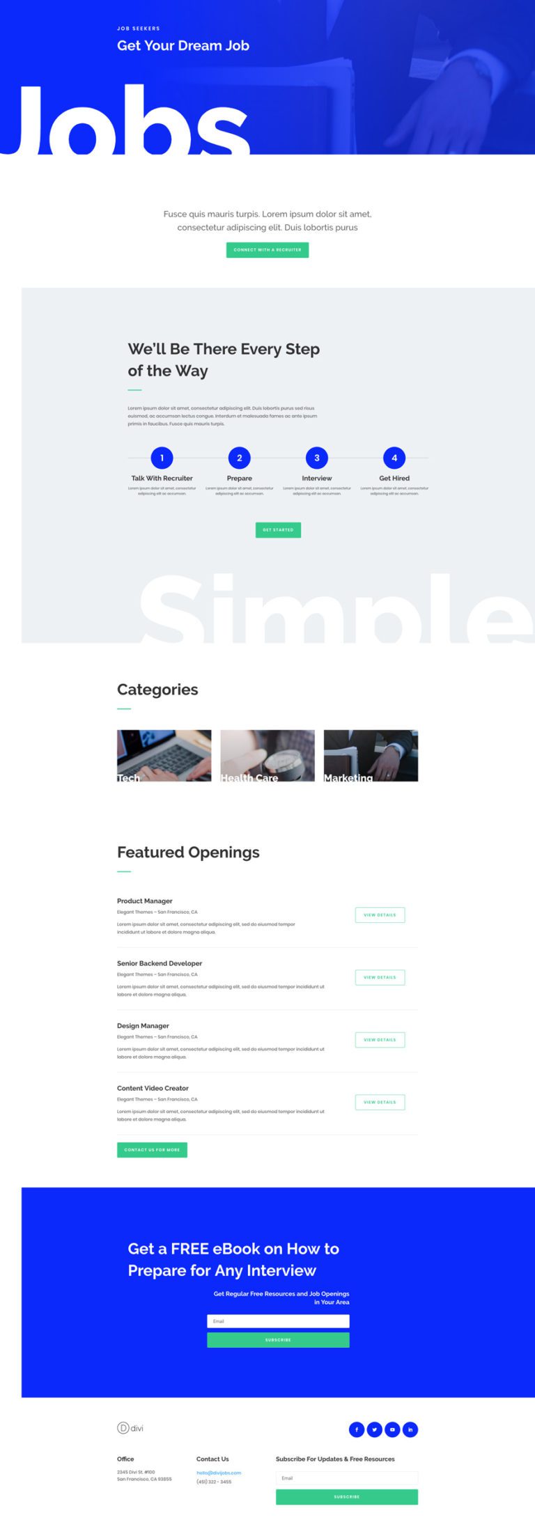 Get a FREE & Astonishing Job Recruiter Layout Pack for Divi