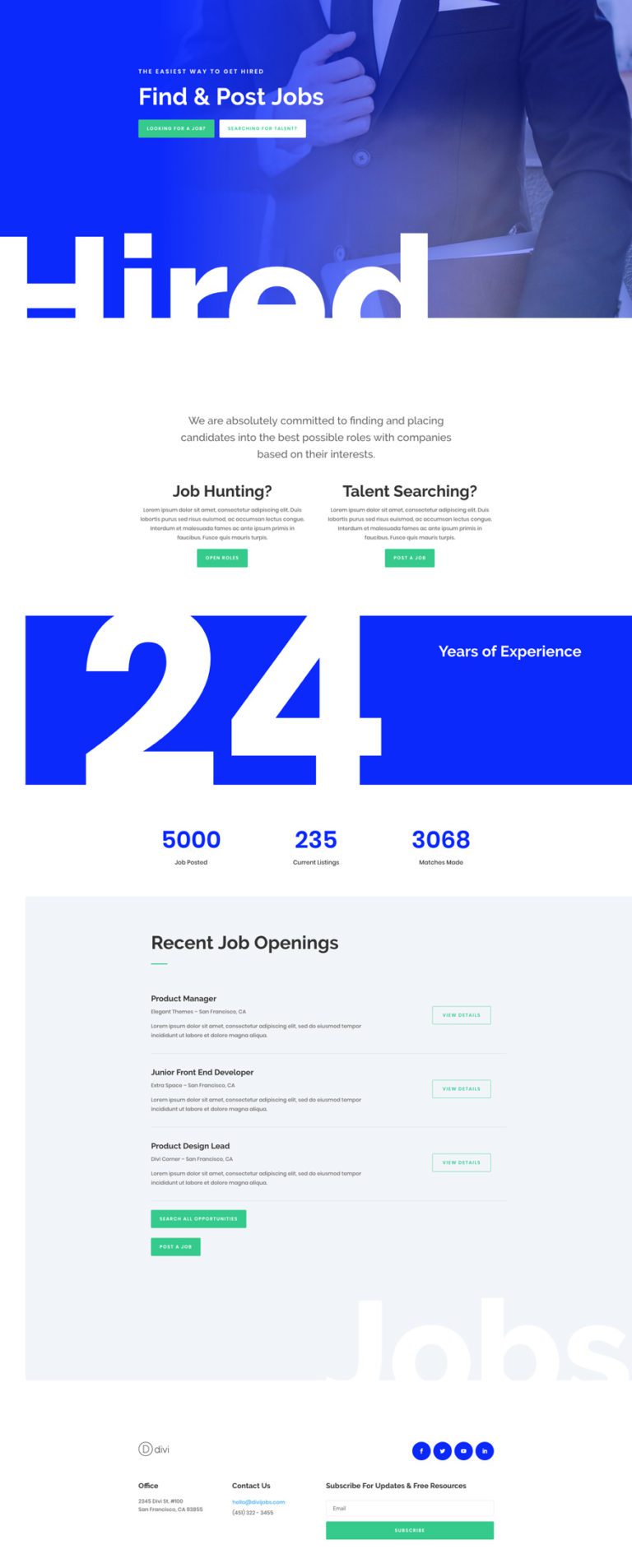 Get a FREE & Astonishing Job Recruiter Layout Pack for Divi
