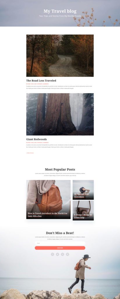 Get a FREE & Adventurous Travel Blog Layout Pack for Divi