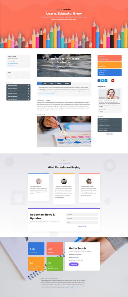 Get a FREE & Playful Elementary School Layout Pack for Divi
