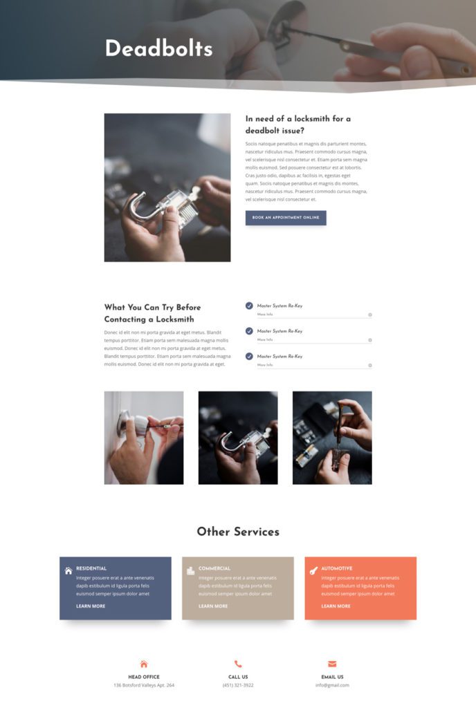 Get a FREE Locksmith Layout Pack for Divi