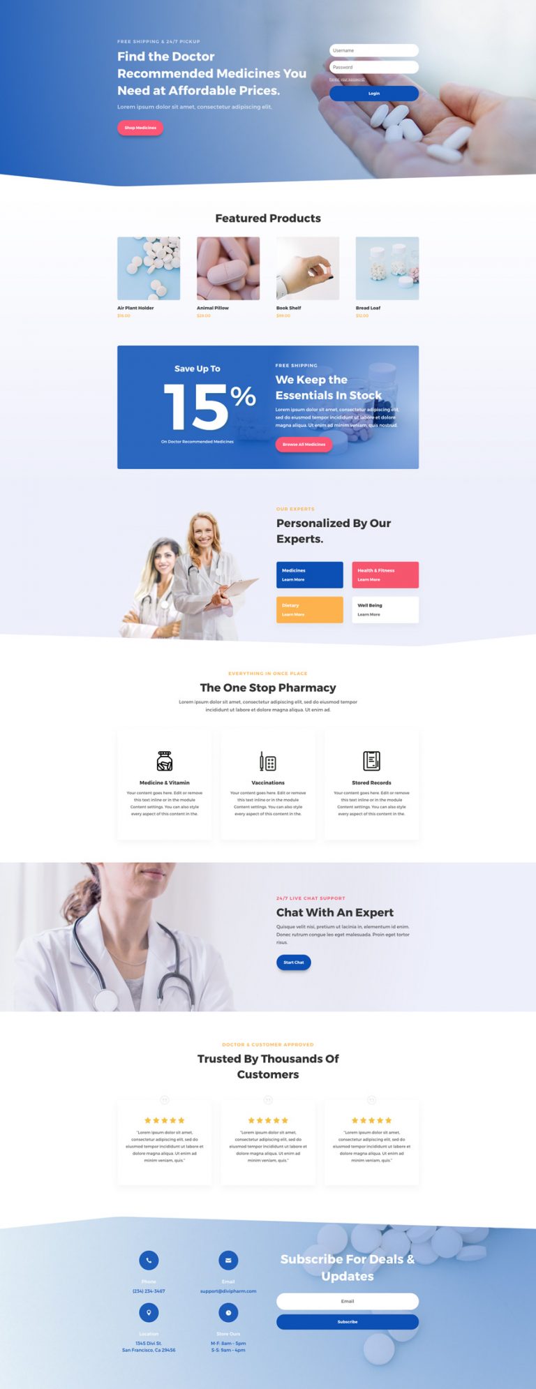 Get a FREE Pharmacy Layout Pack for Divi