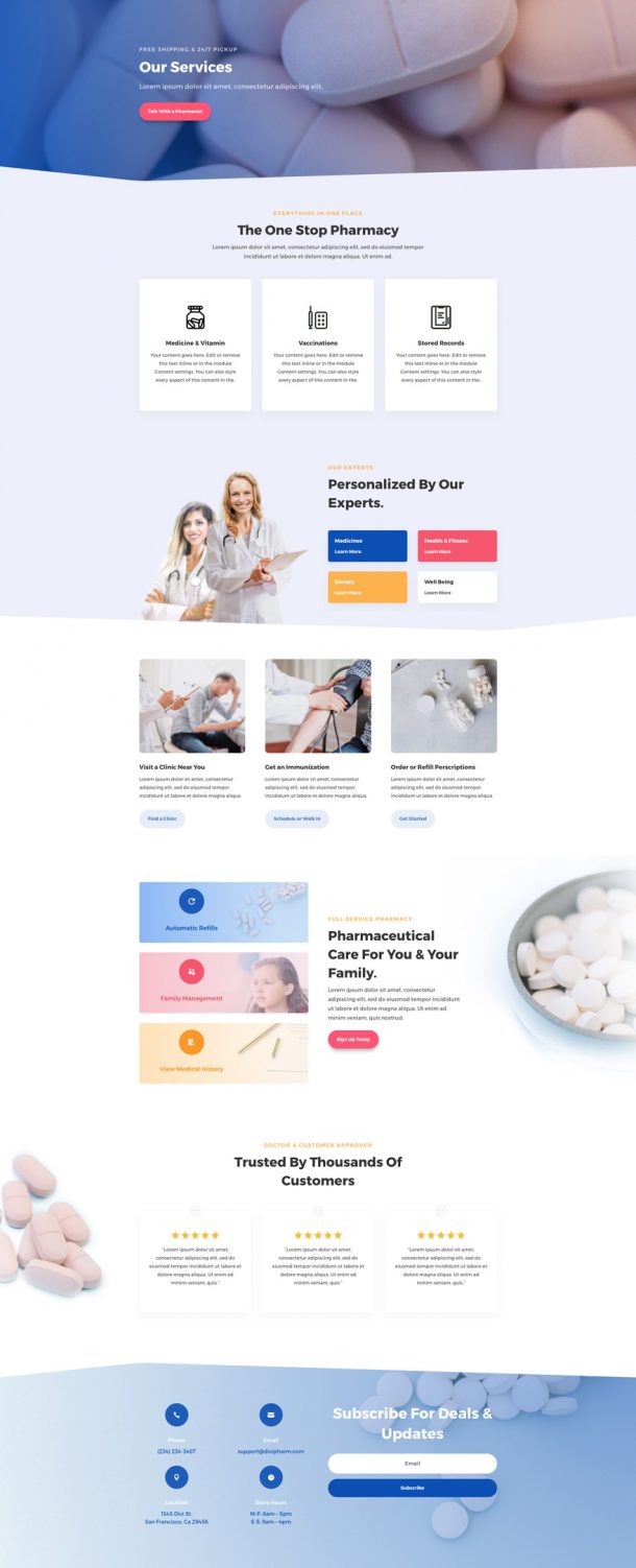 Get a FREE Pharmacy Layout Pack for Divi
