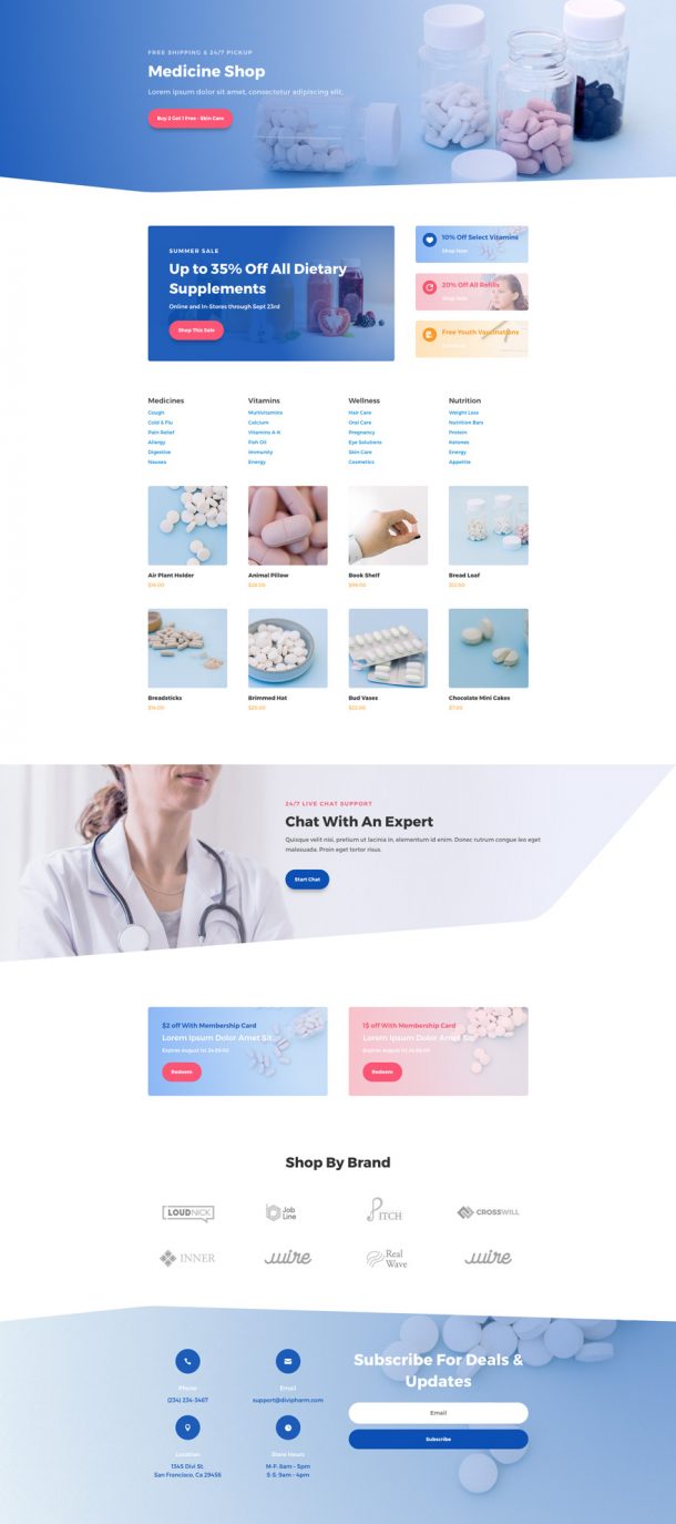 Get a FREE Pharmacy Layout Pack for Divi