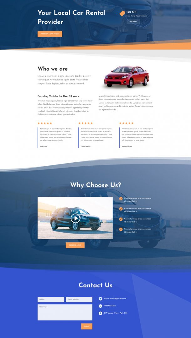 Get a FREE Car Rental Layout Pack for Divi