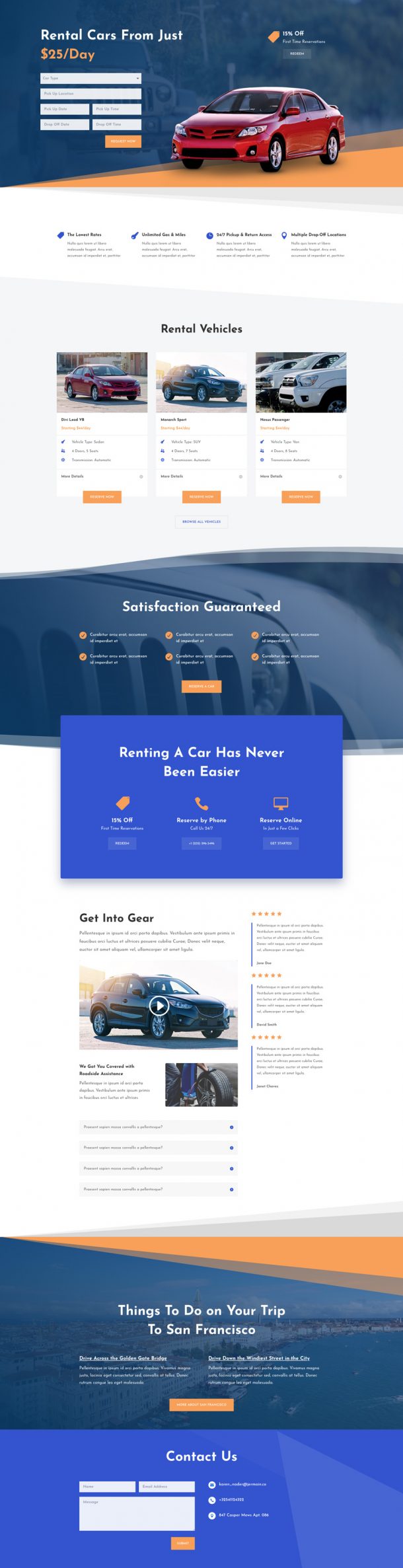 Get a FREE Car Rental Layout Pack for Divi