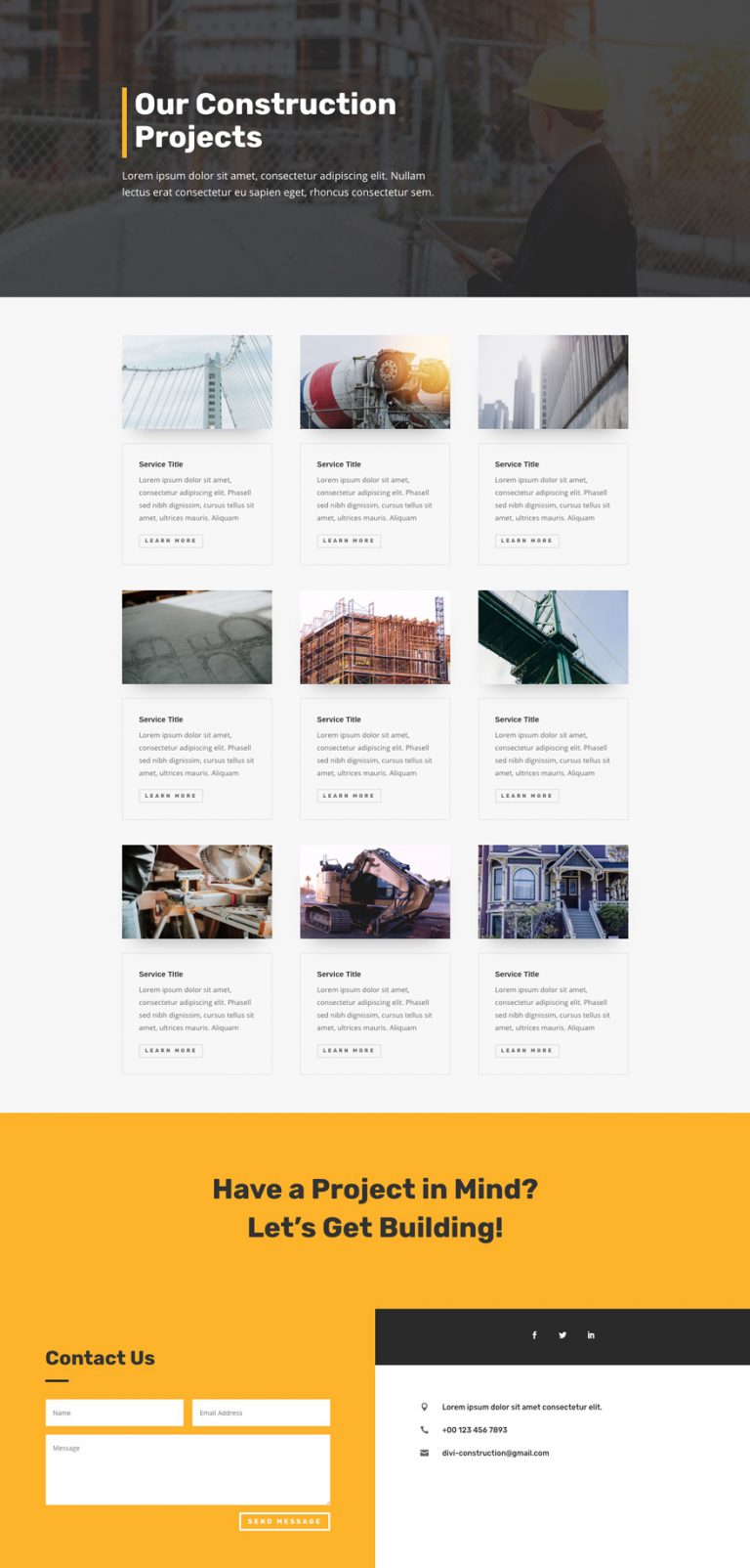 Get a FREE Construction Company Layout Pack for Divi - Ask the Egghead ...