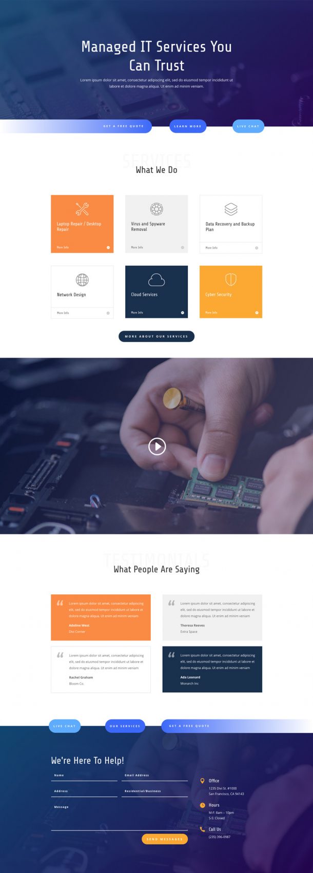 Get a FREE IT Services Layout Pack for Divi