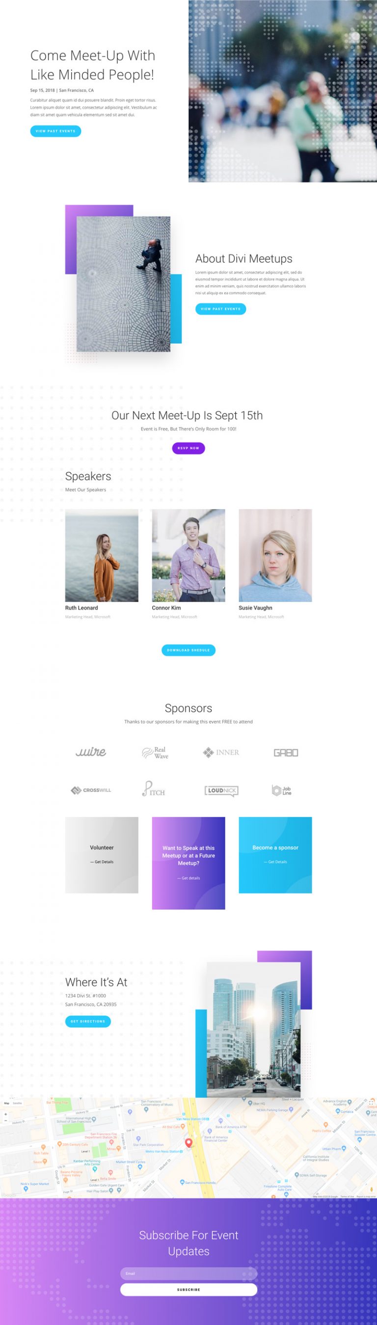 Get a FREE Meetup Layout Pack for Divi