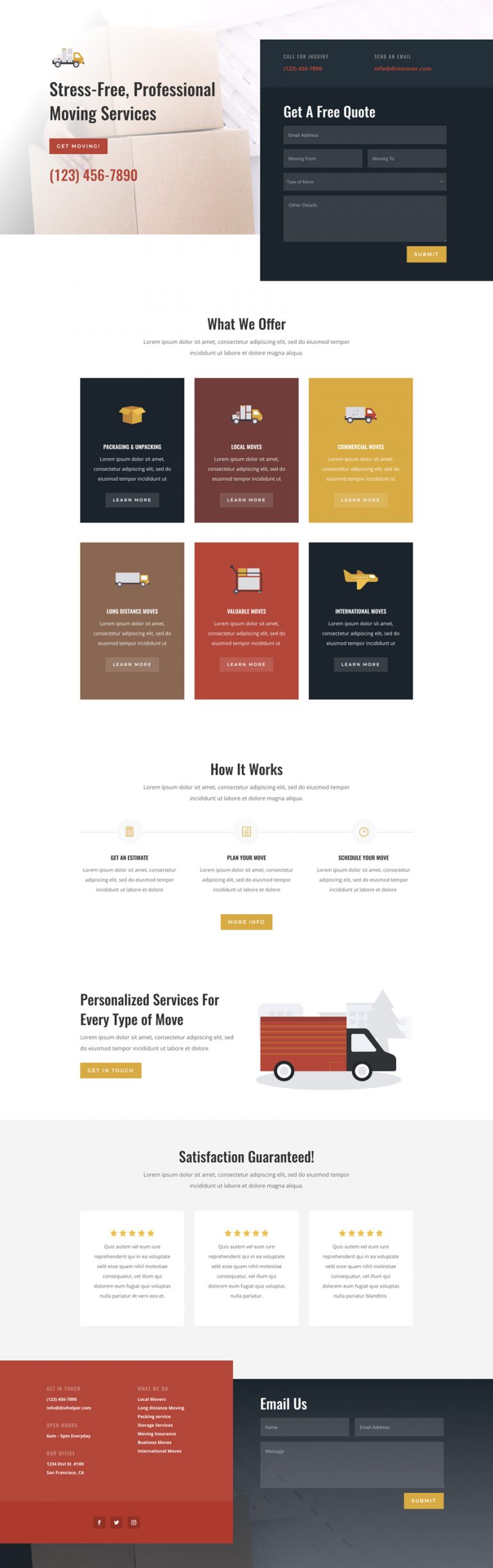 Get a FREE Moving Company Layout Pack for Divi