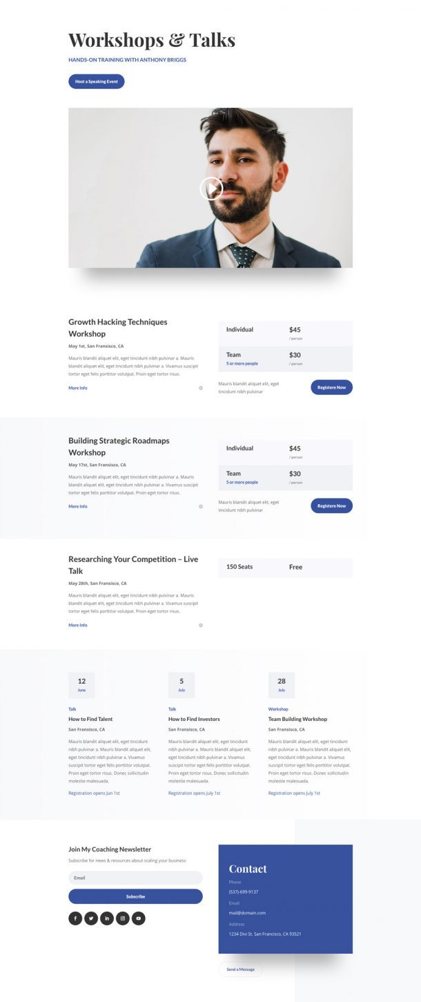 Get a Free Business Coach Layout Pack for Divi