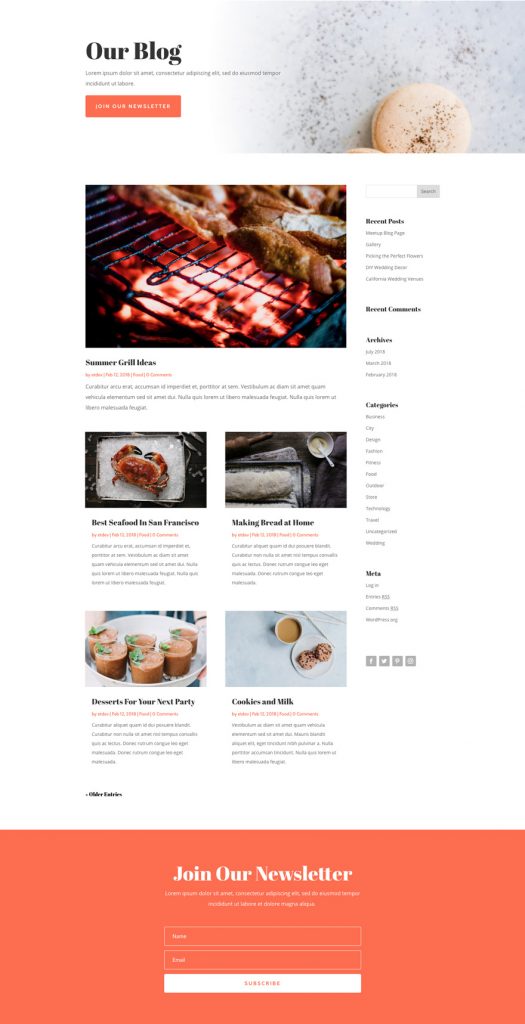 Get a FREE Food Catering Layout Pack for Divi