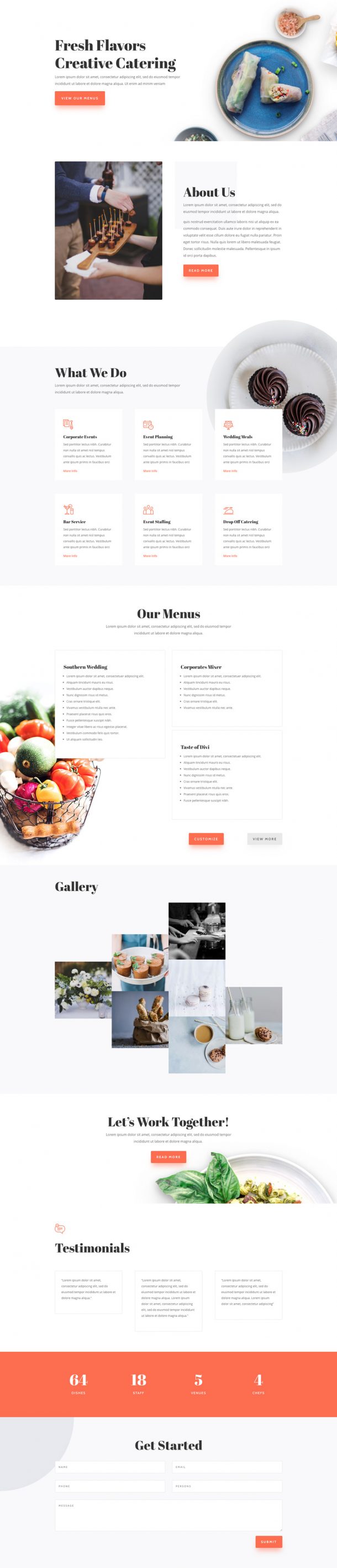 Get a FREE Food Catering Layout Pack for Divi