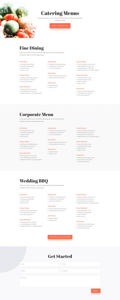 Get a FREE Food Catering Layout Pack for Divi