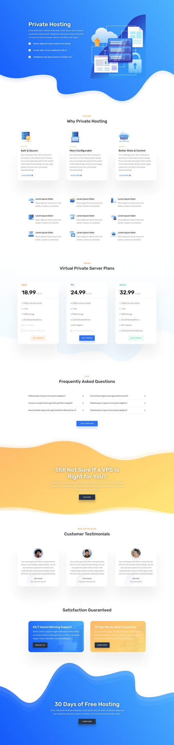 Get a FREE & Vibrant Hosting Company Layout Pack for Divi - Ask the ...
