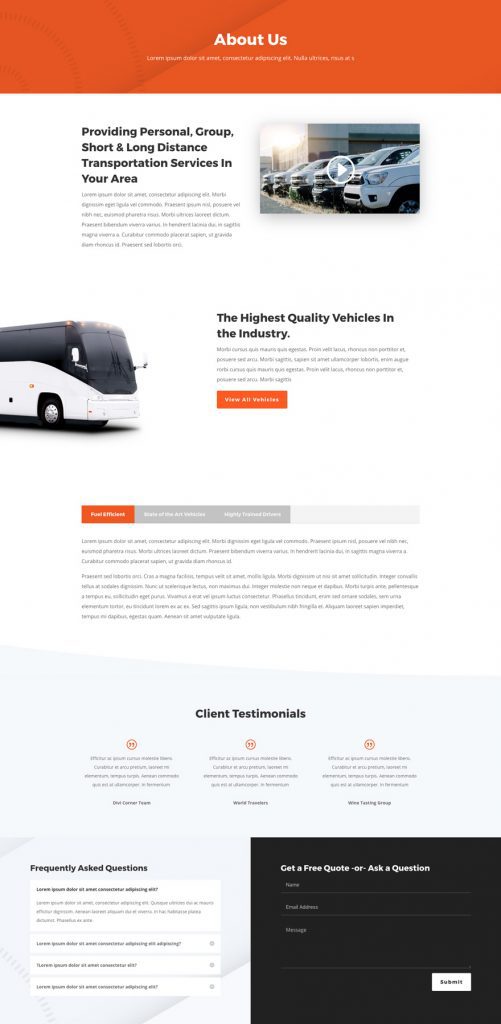 Get a FREE Transportation Services Layout Pack for Divi