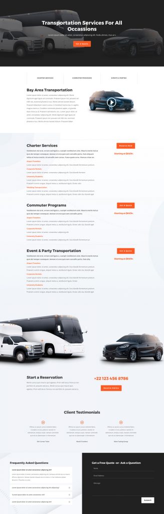 Get a FREE Transportation Services Layout Pack for Divi