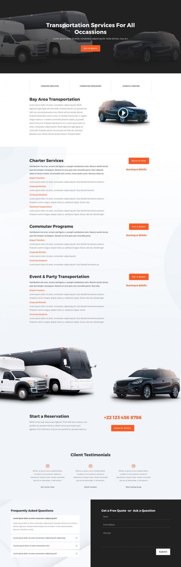 Get a FREE Transportation Services Layout Pack for Divi