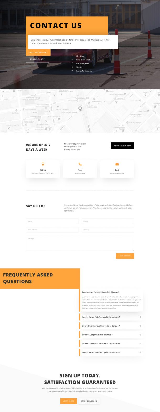 Get a FREE Driving School Layout Pack for Divi