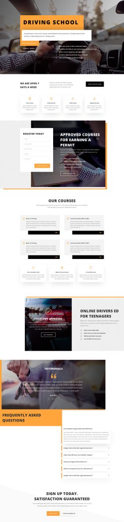 Get a FREE Driving School Layout Pack for Divi