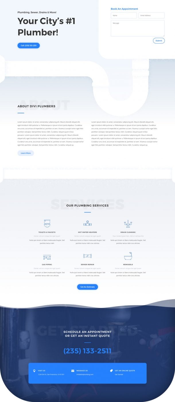 Get a FREE Plumber Layout Pack for Divi