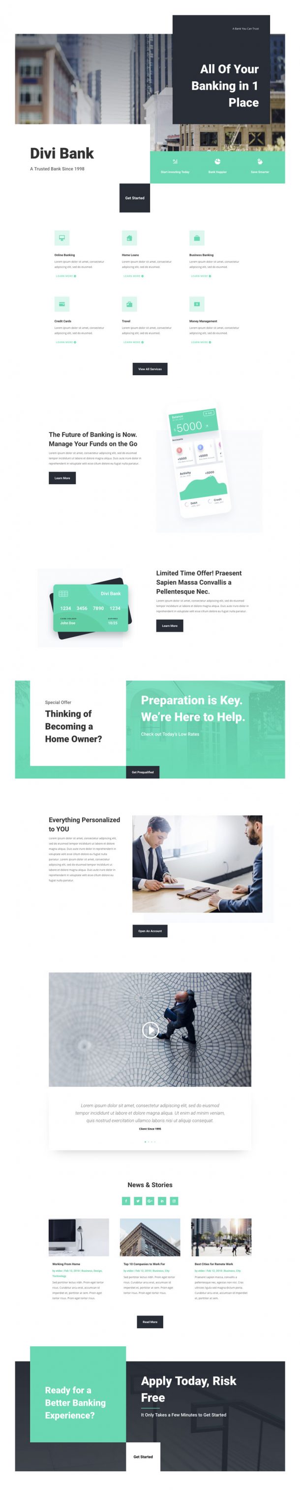 Get a FREE Bank Layout Pack for Divi