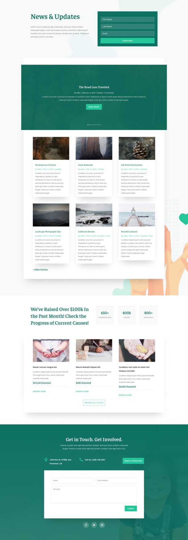 Get a FREE Charity Layout Pack for Divi