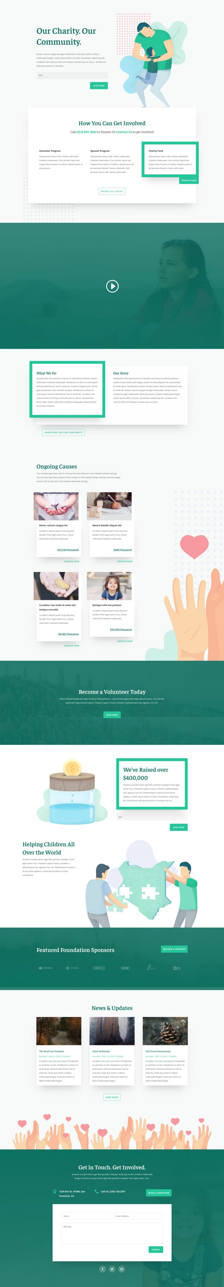 Get a FREE Charity Layout Pack for Divi