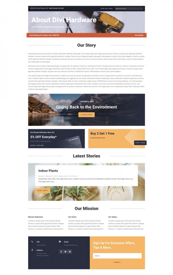Get a FREE Hardware Store Layout Pack for Divi
