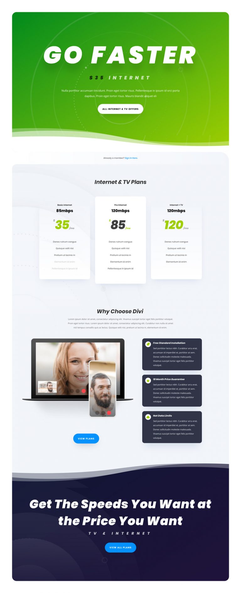 Get a FREE Internet Service Provider Layout Pack for Divi