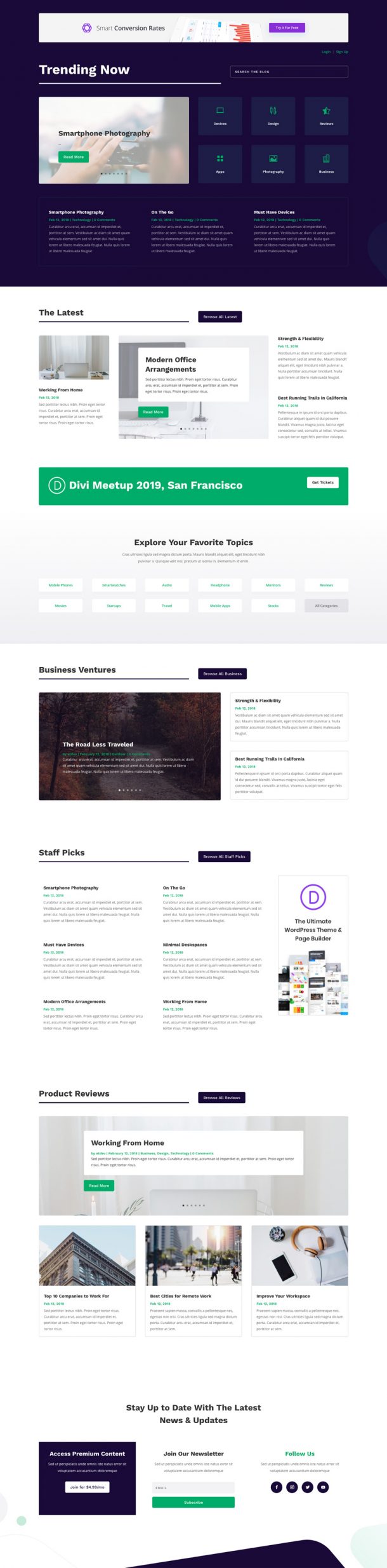 Get a FREE Technology News Layout Pack for Divi