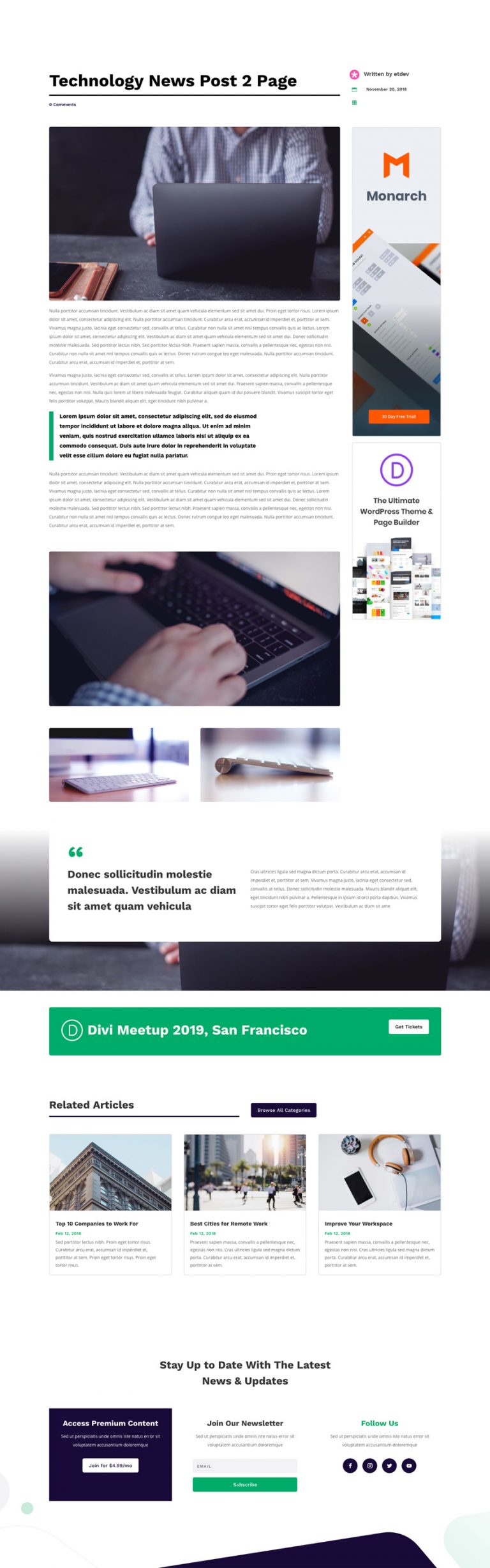 Get a FREE Technology News Layout Pack for Divi