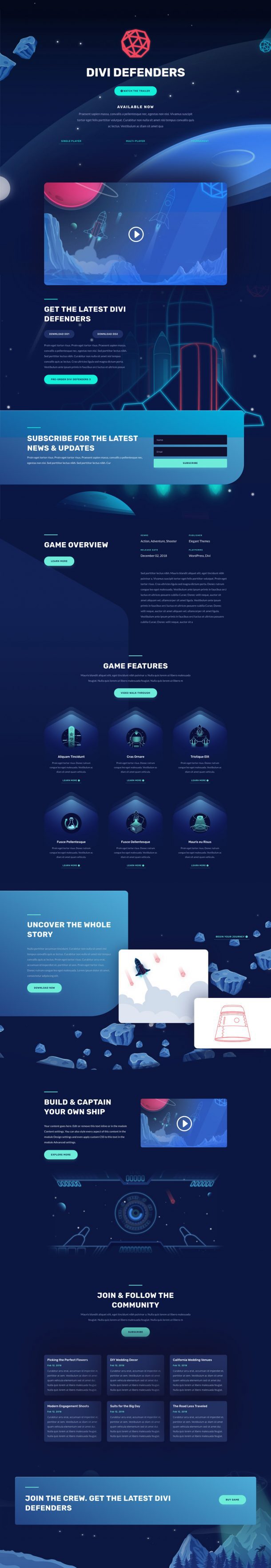 Get a FREE Video Game Layout Pack for Divi