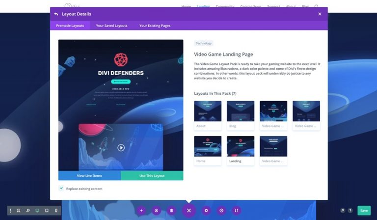 Get a FREE Video Game Layout Pack for Divi