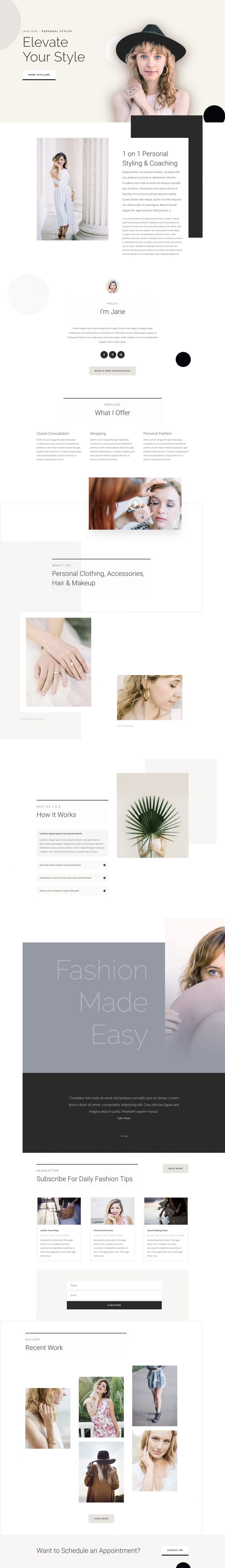 Get a FREE Personal Stylist Layout Pack for Divi
