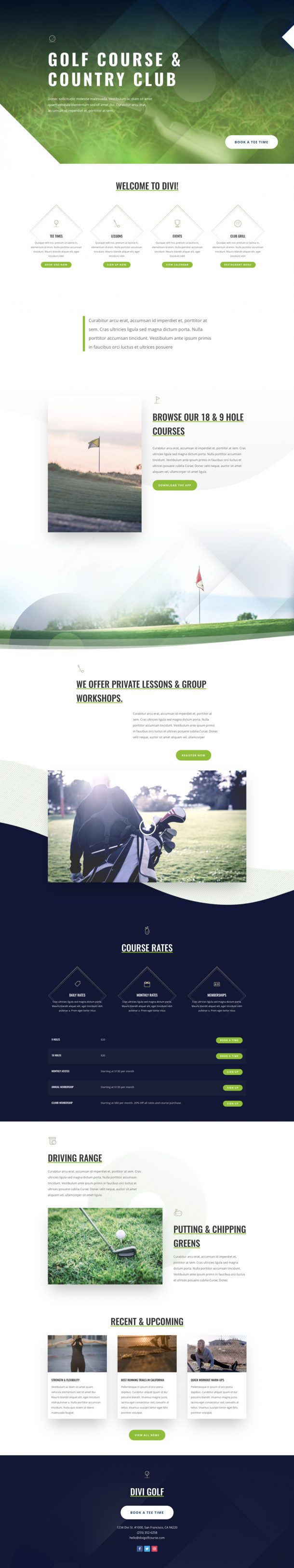 Get a FREE Golf Course Layout Pack for Divi