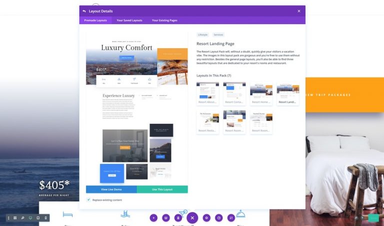 Get a FREE Resort Layout Pack for Divi