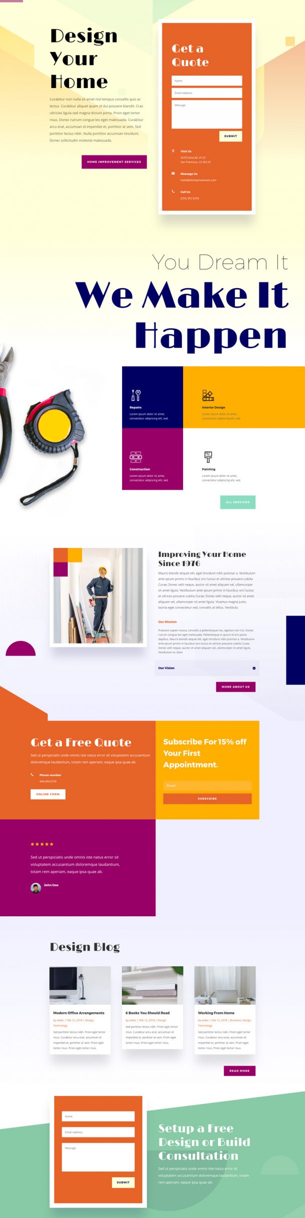 Get a FREE Home Improvement Layout Pack for Divi