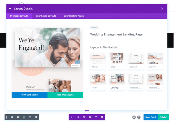 Get a FREE Wedding Engagement Layout Pack for Divi