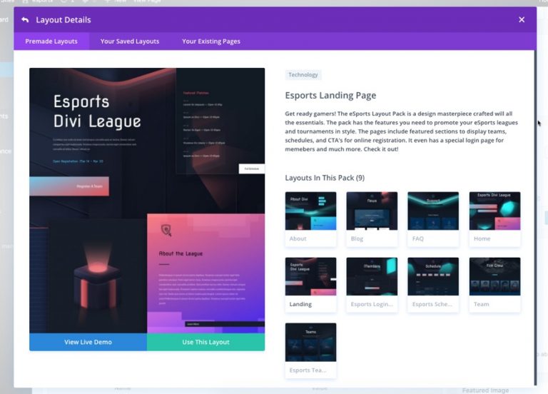 Get a FREE eSports Layout Pack for Divi
