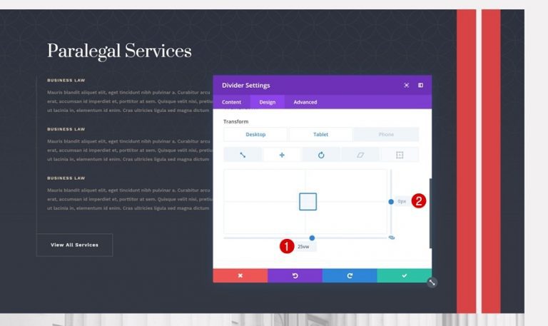 Using Divider Modules To Create Background Shapes With Divis Transform Options