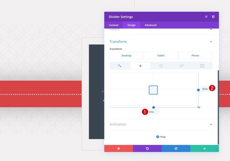 Using Divider Modules To Create Background Shapes With Divis Transform Options